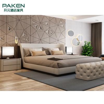 China Customize Modern Villa Furniture Bedroom  Furniture& Modern Style Bed With Ivory Color for sale