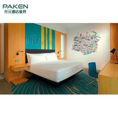 China Concise Style Hotel Full Set Bedroom Furniture Light Color for sale