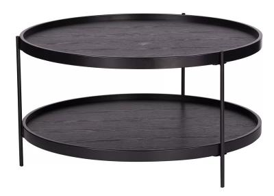 China Modern Round Coffee Table 845mm x 832mm x 457mm with E1 Plywood and Iron Frame in Black/White Finish for sale