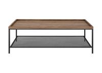 China Modern Rectangle Coffee Table 1070x610x480mm Double Layer Design with Walnut Finish and Stainless Steel for Hotels for sale