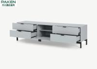 China Hotel Wide Media Gray TV Stand With Multiple Drawers Iron Base Large Storage Space for sale