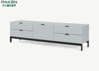 China Hotel Wide Media Gray TV Stand With Multiple Drawers Iron Base Large Storage Space for sale