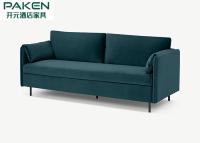 China Blue Velvet High Density Foam Hotel Sofa Bed 1960x840x780mm with Stainless Steel Legs and 45kg/m³ Foam for sale