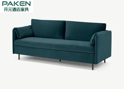 China Blue Velvet High Density Foam Hotel Sofa Bed 1960x840x780mm with Stainless Steel Legs and 45kg/m³ Foam for sale
