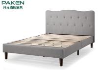 China Tufted Upholstered Platform Hotel Bed with Buckle Headboard 1800x2000mm Solid Wood Legs for sale