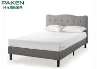 China Tufted Upholstered Platform Hotel Bed with Buckle Headboard 1800x2000mm Solid Wood Legs for sale