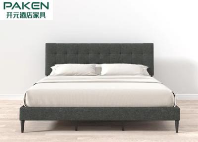 China Tufted Upholstered Platform Bed with Buckle Headboard - 1800×2000mm King Size, Solid Wood Legs, Fire Retardant Materials for sale