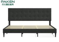China Tufted Upholstered Platform Bed with Buckle Headboard - 1800×2000mm King Size, Solid Wood Legs, Fire Retardant Materials for sale