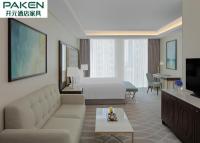 China Economic Hotel Bedroom Furniture Set - Walnut Finish with Golden Stainless Steel - 2000mm Bed Base & 2400mm Wardrobe for sale