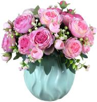 China OEM Plastic Realistic Fake Flowers Artificial Peony Arrangement for sale
