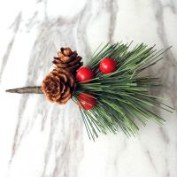 China Christmas Tree Fake Holiday Flowers Berry Pine Cone Branch Decorations for sale