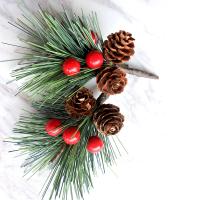 China Christmas Tree Fake Holiday Flowers Berry Pine Cone Branch Decorations for sale