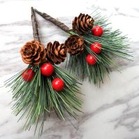 China Christmas Tree Fake Holiday Flowers Berry Pine Cone Branch Decorations for sale