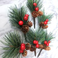 China Christmas Tree Fake Holiday Flowers Berry Pine Cone Branch Decorations for sale