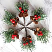 China Christmas Tree Fake Holiday Flowers Berry Pine Cone Branch Decorations for sale