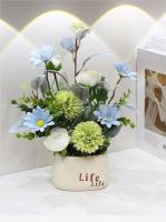 China Desktop Small Potted Artificial Flowers Faux Hydrangea Ornaments for sale