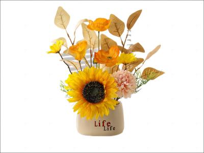 China Desktop Small Potted Artificial Flowers Faux Hydrangea Ornaments for sale