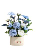 China Desktop Small Potted Artificial Flowers Faux Hydrangea Ornaments for sale