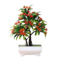 China Lightweight Small Potted Artificial Flowers Plastic Bonsai Plants for sale