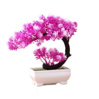 China Lightweight Small Potted Artificial Flowers Plastic Bonsai Plants for sale