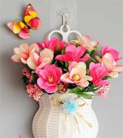 China OEM Artificial Fake Flower Baskets Outdoor Wall Hanging for sale