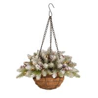 China Outdoor Prelit Artificial Hanging Baskets Christmas Decorations for sale