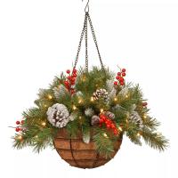 China Outdoor Prelit Artificial Hanging Baskets Christmas Decorations for sale