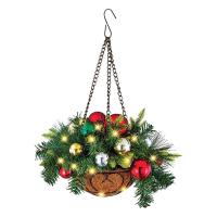 China Outdoor Prelit Artificial Hanging Baskets Christmas Decorations for sale