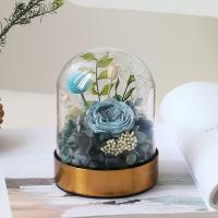 China Gift Preserved Dried Flowers Glass Dome Austin Rose For Valentine'S Day Birthday for sale