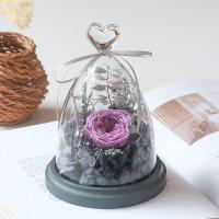 China Gift Preserved Dried Flowers Glass Dome Austin Rose For Valentine'S Day Birthday for sale