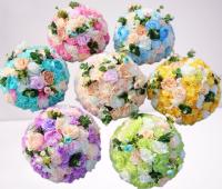 China Rose Hydrangea Fake Flower Balls Faux Floral Sphere Orange Blue for sale