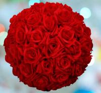 China Red Silk Artificial Rose Ball Hanging Ornaments Banquet 13cm for sale