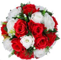 China Red Silk Artificial Rose Ball Hanging Ornaments Banquet 13cm for sale