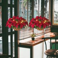 China Dazzling Poinsettia Artificial Hanging Baskets Indoor Outdoor for sale