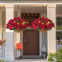 China Dazzling Poinsettia Artificial Hanging Baskets Indoor Outdoor for sale