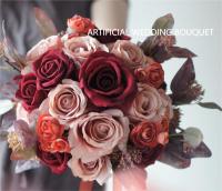 China Handcrafting Fake Wedding Flowers Artificial Roses Bulk Silk Material for sale