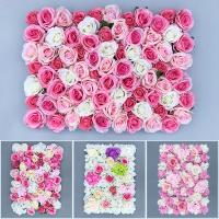 China UV Resistant Dahlia Faux Flower Wall Panels Silk Hydrangea Wall Panel for sale