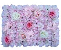 China Simulated Artificial Flower Wall Panels Burgundy Pink Dahlia And Rose for sale