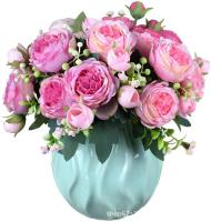 China 5 Head Spring Peony Faux Flowers Rayon Fake Ranunculus Wedding Decoration for sale