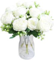 China 5 Head Spring Peony Faux Flowers Rayon Fake Ranunculus Wedding Decoration for sale