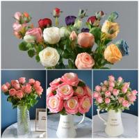 China Lifelike Artificial Peony Rose Floral Arrangement Purple White Champagne for sale