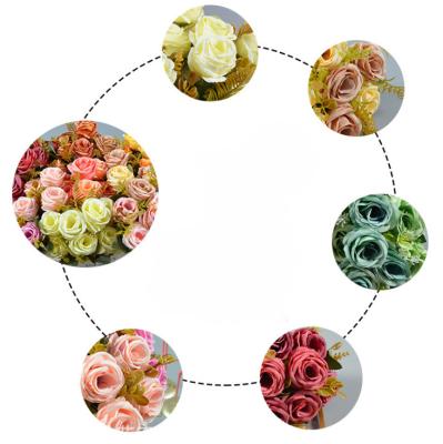 China Realistic Artificial Silk Peony Flowers rose Bouquet for sale