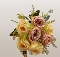 China Realistic Artificial Silk Peony Flowers rose Bouquet for sale
