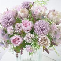 China Silk Realistic Faux Flowers Artificial Dahlias Floral Arrangement Home Furnishing for sale