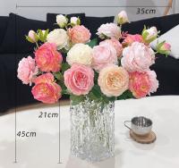China Flexible Silk Peony Artificial Silk Flowers Champagne Pink White for sale