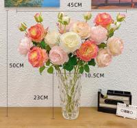 China Flexible Silk Peony Artificial Silk Flowers Champagne Pink White for sale