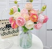 China Flexible Silk Peony Artificial Silk Flowers Champagne Pink White for sale