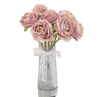 China Fake Plastic Lychee Rose Flower Pink For Bedroom Dining Tabletop for sale