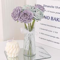 China Fake Plastic Lychee Rose Flower Pink For Bedroom Dining Tabletop for sale