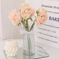 China Fake Plastic Lychee Rose Flower Pink For Bedroom Dining Tabletop for sale